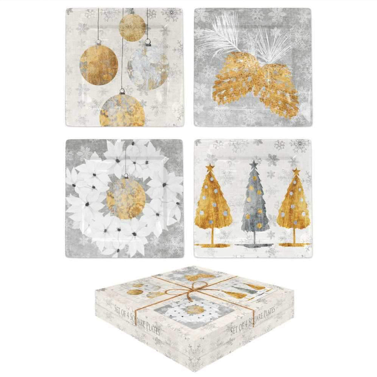 Holiday Festival Square Plate Set – Sticks and Steel