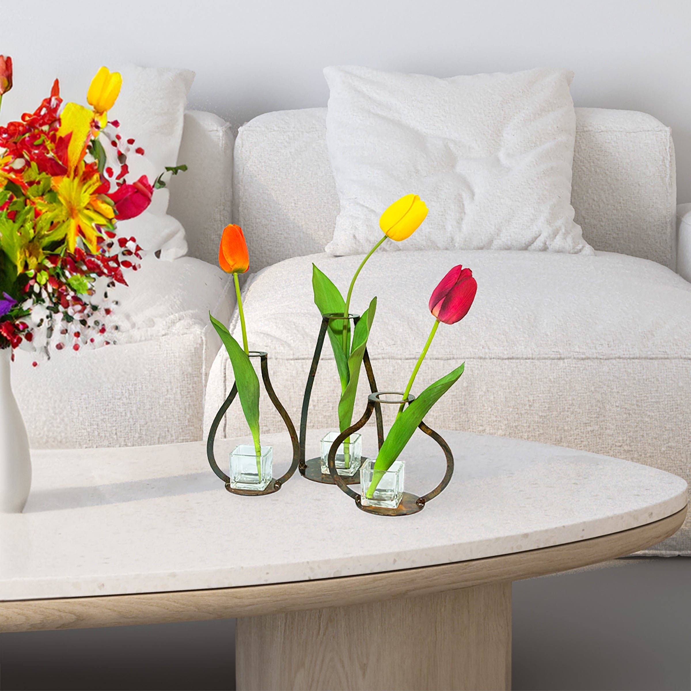 Modern Steel Vase - Medium | Sticks and Steel
